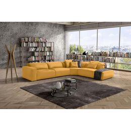 Egoitaliano Ecksofa &raquo;Beverly, extravangantes Designsofa mit erstklassigem Sitzkomfort&laquo; wahlweise mit elektrischer Relaxfunktion, Kopfteilverstellung gelb B/H/T: 