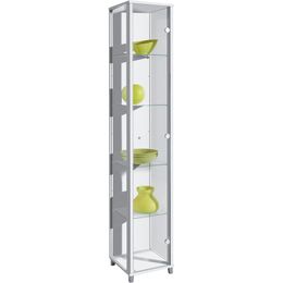 Fif M&ouml;bel fif m&ouml;bel Vitrine &raquo;OPTIMA H&ouml;he ca. 172 cm&laquo; Standvitrine/Glasvitrine 1x Glast&uuml;r,perfekt f&uuml;r Sammler,Sammlervitrine silber Holzwerkstoff, 