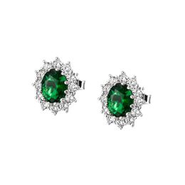 Firetti Damen Paar Ohrstecker &raquo;Schmuck Geschenk Silber 925 Ohrschmuck Ohrringe Lady D Diana Royal&laquo; mit Glasstein, Zirkonia (synth.) gr&uuml;n Silber 925 (