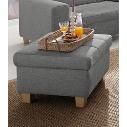 Home Affaire Hocker &raquo;Corby&laquo; grau Struktur fein (100% Polyester);Chenille (100% Polyester);NaturLEDER (echtes Rindsleder) auf Sitzfl&auml;che, Kunstleder im