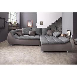 Home Affaire Ecksofa &raquo;Imola, bequem, aktuelle Steppung im Sitz, L-Form, Breite 270cm&laquo; wahlweise mit Bettfunktion grau Microfaser PRIMABELLE (100% 