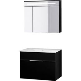 Fackelmann Waschtisch &raquo;Waschplatz-Set KARA&laquo; 3-teilig schwarz wandh&auml;ngend eckig, B/H/T: 80cm x 51cm