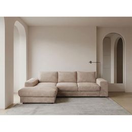 WERK2 Ecksofa &raquo;Rozzana 280 x 190 cm modern und bequem&laquo; Breitcord, L-Form, XXL beige 100% PES B/H/T: 280cm x 86cm x 190cm, Breitcord, Ottomane links