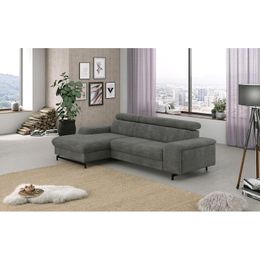 COTTA Ecksofa &raquo;Emma L-Form, B: 267 cm&laquo; mit Kopfteilverstellung, optional Schlaffunktion & Bettkasten grau B/H/T: 267cm x 97cm x 165cm, Struktur weich,