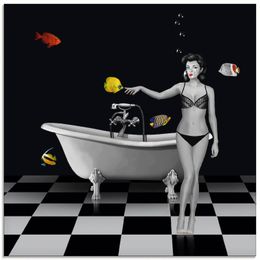 Artland Glasbild &raquo;Ein Badezimmer f&uuml;r Fische&laquo; Frau 1 Stk. tlg. in verschiedenen Gr&ouml;&szlig;en schwarz B/H/T: 30cm x 30cm, Glasbild Frau quadratisch, 1 Stk.