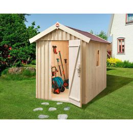 Weka Gartenhaus &raquo;Schwedenhaus Gr.1&laquo; beige Massivholz Fu&szlig;boden im Gartenhaus, ohne Dacheindeckung