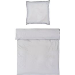 M&ouml;ve Bettw&auml;sche &raquo; Luxury Bettw&auml;sche Set&laquo; 2 Stk. mit elegantem Zierstick beige Satin, Obermaterial: 100% Baumwolle B/L: 155cm x 220cm, Satin, B/L: 80cm x 
