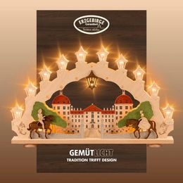 Weigla LED Schwibbogen &raquo;Moritzburg, Lichterbogen aus Holz, Made in Germany&laquo; 1 Stk. Erzgebirge garantiert, Weihnachtsdeko Innen, Weihnachtsbeleuchtung bunt 