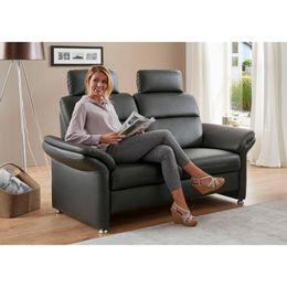 Die PlanBar 2-Sitzer &raquo;PN-EM16031, Breite 170 cm mit Kopfst&uuml;tzen&laquo; Echtleder mit Federkern grau B/H/T: 170cm x 119cm x 92cm, Glattleder TORRO, 