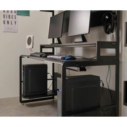 M&ouml;bilia Schreibtisch 1 Stk. tlg. mit multifunktionalen Features schwarz MDF, Gestell Metall B/H/T: 180cm x 148cm x 70cm, MDF, Metall, schwarz,180x70cm
