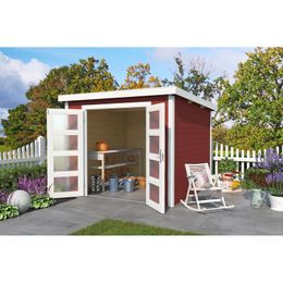 Lasita Maja Gartenhaus &raquo;Zambezi 5&laquo; Blockbohlenhaus 28mm rot Massivholz ohne Fu&szlig;boden, ohne Dacheindeckung