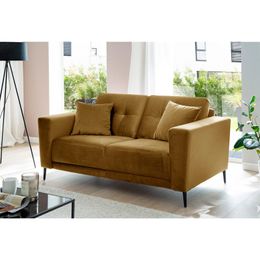 Trends by HG 2-Sitzer &raquo;Barcelona&laquo; mit Metallfu&szlig;, frei im Raum stellbar gelb B/H/T: 166cm x 86cm x 89cm, Microvelours