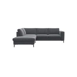 FLEXLUX Ecksofa &raquo;Fiore, bequem und komfortabel, zeitlos, L-Form&laquo; breite Armlehnen, F&uuml;&szlig;e Alu/schwarz, B/T 241/225 cm, Kaltschaum im Sitz grau 100% 