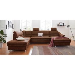 Sit & More sit&more Wohnlandschaft &raquo;Cardoso U-Form&laquo; mit Federkern und Kopfst&uuml;tzen, mit Schlaffunktion und Relaxfunktion braun Luxus-Microfaser 1 (100% Polyester)