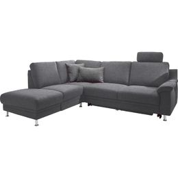 3C Carina Ecksofa &raquo;Korfu L-Form&laquo; incl.- 1 Kopfst&uuml;tze, wahlweise mit Schlafunktion und Stauraum grau Chenille Easy care (100% Polyester);Struktur (100%