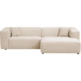 Home Affaire Polsterecke &raquo;BAKELS, Ecksofa-Set mit Hocker, L-Form mit Schlaffunktion&laquo; Ecksofa-Set (incl. Hocker) im trendigen Megacord beige B/H/T: 