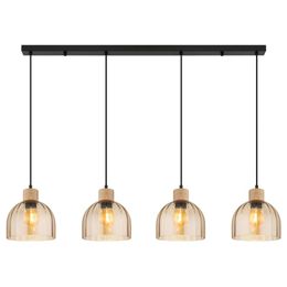 Globo LIGHTING H&auml;ngeleuchte &raquo;SWANSON&laquo; E27 1 Stk. H&auml;ngeleuchte mit Glas amber, warmes Licht, stilvoll elegant braun 4, &Oslash; 20cm H: 120cm, 1 Stk.