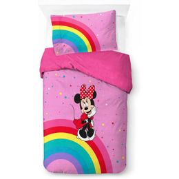 Disney Kinderbettw&auml;sche &raquo;Minnie Mouse Rainbow&laquo; 2 100% Baumwolle Linon, Obermaterial: 100% Baumwolle B/L: 135cm x 200cm, 1 Stk., 1 Stk., Linon, B/L: 80cm x 