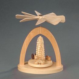 Albin Preissler Weihnachtspyramide &raquo;W&auml;rmespiel mit Kitz, Frischling und Eichh&ouml;rnchen&laquo; Handwerkskunst aus dem Erzgebirge beige Massivholz 13cm