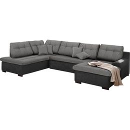 Home Affaire Wohnlandschaft &raquo;F&ouml;hr U-Form&laquo; wahlweise mit Bettfunktion grau 100% Polyester PRIMABELLE /Webstoff;100% Polyester Melrose /Struktur grob;