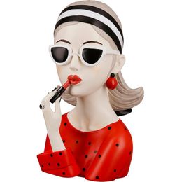 Gilde Dekofigur &raquo;Figur Lady mit rotem Lippenstift&laquo; Gepunktetes Oberteil mit Sonnenbrille, Skulptur bunt Kunstharz B/H/T: 17cm x 26cm x 17cm
