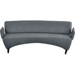 K+w Komfort & Wohnen K+W Komfort & Wohnen Polsterbank Leicht abgerundete Segmentbank im hochwertigen Leder, mit Armlehnen blau B/H/T: 216cm x 87cm x 66cm, Leder