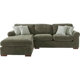 Home Affaire Ecksofa &raquo;Broughton L-Form&laquo; weicher Sitzkomfort, incl. 4 Zierkissen, Keder gr&uuml;n 100% Polyester B/H/T: 279cm x 92cm x 178cm, Samtoptik, 