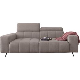 DOMO collection 2-Sitzer &raquo;Trento, mit Kufenfu&szlig; oder Einzelfu&szlig;&laquo; whlw. verstellbare Kopfteile, passend f&uuml;r g&auml;ngige Saugroboter grau 100% Polyester B/H/T