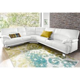 Trendmanufaktur Ecksofa &raquo;Cecilia in italienischem Design, modern und komfortabel, L-Form&laquo; bequeme Armlehnen, mit langem Schenkel wei&szlig; NaturLEDER (