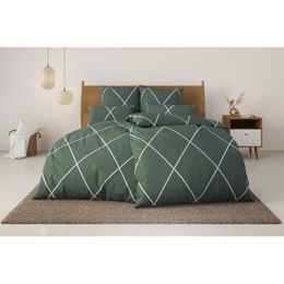 OTTO home Bettw&auml;sche &raquo;Belle&laquo; 2 Renforc&eacute; Qualit&auml;t, Rei&szlig;verschluss gr&uuml;n Renforc&eacute;, Obermaterial: 100% Baumwolle B/L: 135cm x 200cm, 1 Stk., 1 Stk., 