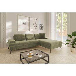 Sit & More sit&more Ecksofa &raquo;Morris Jubi L-Form, B: 247 cm&laquo; mit Armteilfunktion & 1 Zierkissen, optional Schlaffunktion gr&uuml;n 100% Polyester B/H/T: 247cm x 83cm x
