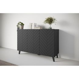 Home Affaire Sideboard &raquo;Phuket, Front MDF&laquo; Modernes Sideboard mit 6 F&auml;chern, Breite 120 cm schwarz B/H/T: 120cm x 76cm x 39cm, 3 Stk.
