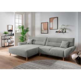 Home Affaire Ecksofa &raquo;Drago, elegant und zeitlos, komfortabel, Holzfu&szlig;, L-Form, Breite 290cm&laquo; frei im Raum stellbar, inkl. 2 Zierkissen grau 100% 