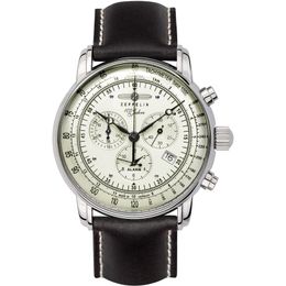 Zeppelin Herren Zeppelin Chronograph &raquo;100 Jahre&laquo; Armbanduhr, Quarzuhr, Herrenuhr, Datum, Stoppfunktion, Made in Germany schwarz Einheitsgr&ouml;&szlig;e