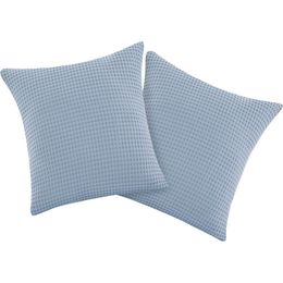 OTTO home Kissenbezug &raquo;Greta&laquo; in Waffelpiqu&eacute; Optik, in vielen Farben erh&auml;ltlich, Bezug in 50x50 cm blau Baumwolle, Obermaterial: 100% Baumwolle B/L: 