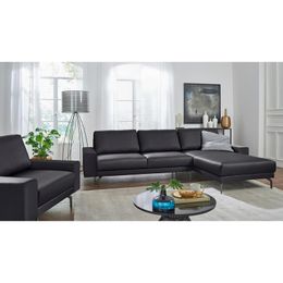 Creation BY ROLF BENZ Ecksofa &raquo;CR.450, Designecksofa, L-Form&laquo; Armlehne breit und niedrig, Alugussf&uuml;&szlig;e in umbragrau, Breite 274 cm schwarz Luxus-