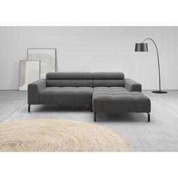 Home Affaire Ecksofa &raquo;Claya, 223 cm breit, L-Form, Kopfteilverstellung&laquo; Moderne Steppung, weicher Polsteraufbau & saugroboterfreundliche H&ouml;he grau 95%