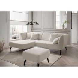 Home Affaire Ecksofa &raquo;Lazio modern und bequem, schmale Armlehnen, tolle Detailverarbeitung&laquo; Holzfu&szlig;farbe w&auml;hlbar, inkl. 4x Zierkissen beige 100% 