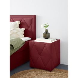 Home Affaire Nachttisch &raquo;Alfie&laquo; mit Beleuchtung und Bezug aus Samtverlours rot B/H/T: 50cm x 53cm x 50cm, Knopfsteppung