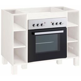 Home Affaire Herdumbauschrank &raquo;Oslo&laquo; 100 cm breit, ohne Arbeitsplatte, mit 6 Einlegeb&ouml;den beige Massivholz Cremefarben, B/H/T: 100cm x 83cm x 57cm