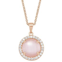 Amor Damen Kette mit Anh&auml;nger &raquo;2022669&laquo; mit Katzenauge, Zirkonia (synth.) rosa Silber 925 (Sterlingsilber), L: 45