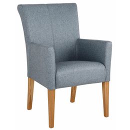 Home Affaire Armlehnstuhl &raquo;King&laquo; () Esszimmerstuhl mit bequemer Polsterung, Esszimmersessel mit Armlehnen blau Polyester B/H/T: 60cm x 92cm x 65cm, 