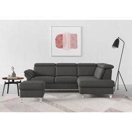 Sit & More sit&more Ecksofa &raquo;Arngast L-Form&laquo; inklusive Kopfteilverstellung und Federkern braun B/H/T: 245cm x 84cm x 194cm, NaturLEDER , Ottomane rechts, ohne 