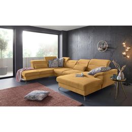 Sit & More sit&more Wohnlandschaft &raquo;Percy U-Form&laquo; 12 cm Fu&szlig;h&ouml;he, Sitztiefenverstellung, wahlweise in 2 Fu&szlig;farben gelb B/H/T: 343cm x 235cm, Luxus-Microfaser 