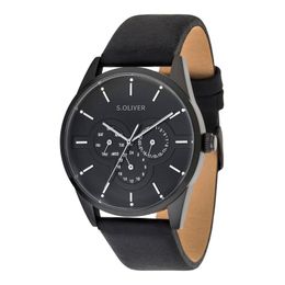 s.Oliver Herren s.Oliver Multifunktionsuhr &raquo;Round Basic&laquo; Quarzuhr, Armbanduhr, Herrenuhr, analog schwarz Einheitsgr&ouml;&szlig;e