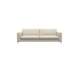 FLEXLUX 3-Sitzer &raquo;Fiore, super Sitzkomfort durch Kaltschaum im Sitz&laquo; schmale Armlehnen, F&uuml;&szlig;e Alu wei&szlig; 100% Echteder B/H/T: 214cm x 85cm x 92cm, 