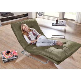 W.Schillig Relaxliege &raquo;daily dreams&laquo; in Waffelkissen-Optik, wahlweise mit Motor, Freischwingergestell gr&uuml;n Longlife Xtra-Leder Z69: Das feinnarbige, 