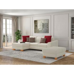 Sit & More sit&more Ecksofa &raquo;Dundee L-Form&laquo; mit Federkern und Massivholzf&uuml;&szlig;en, wahlweise mit Kopfteilverstellung beige B/H/T: 264cm x 86cm x 175cm, Struktur 