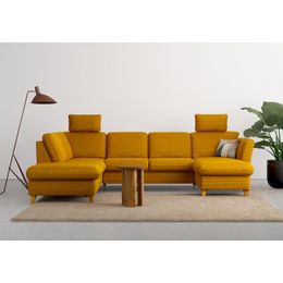 Home Affaire Wohnlandschaft &raquo;Trelleborg U-Form&laquo; optional Schlaffunktion und Bettkasten, inkl. Federkern-Polsterung gelb 100% Polyester B/H/T: 307cm x 