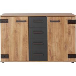 wimex Kombikommode &raquo;Malm&ouml;, Schrank mit 2 T&uuml;ren und 4 Schubladen, Made in Germany&laquo; im rusikaler look, Industrial Design, 130x41x83cm grau Kunststoff B/H/T: 